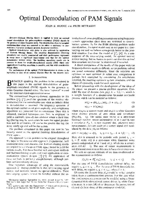 (PDF) Optimal demodulation of PAM signals