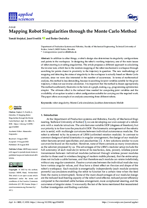 (PDF) Mapping Robot Singularities through the Monte Carlo Method