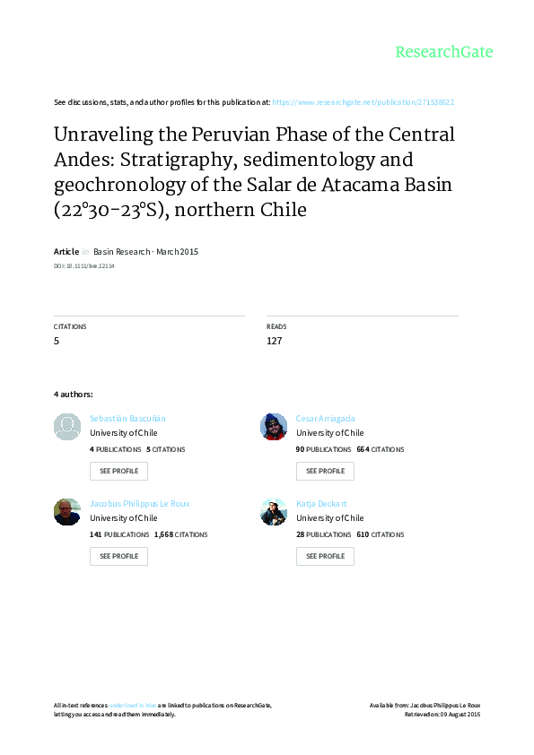 (PDF) Unraveling the Peruvian Phase of the Central Andes: stratigraphy ...