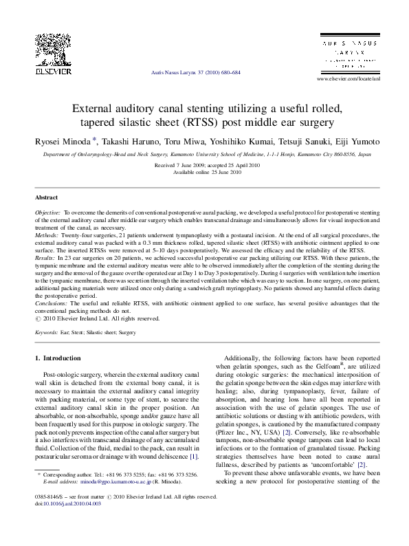 (PDF) External auditory canal stenting utilizing a useful rolled ...