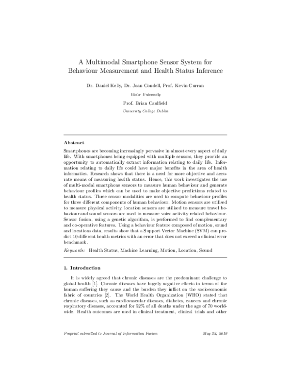 (PDF) A multimodal smartphone sensor system for behaviour measurement and health status inference