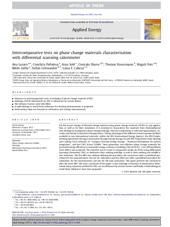 (PDF) Intercomparative tests on phase change materials characterisation ...