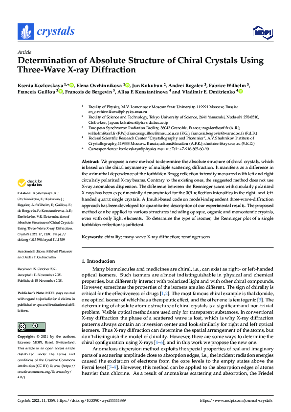 (PDF) Determination of Absolute Structure of Chiral Crystals Using ...