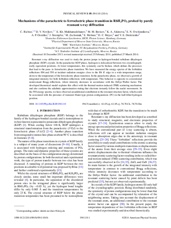(PDF) Mechanisms of the paraelectric to ferroelectric phase transition ...