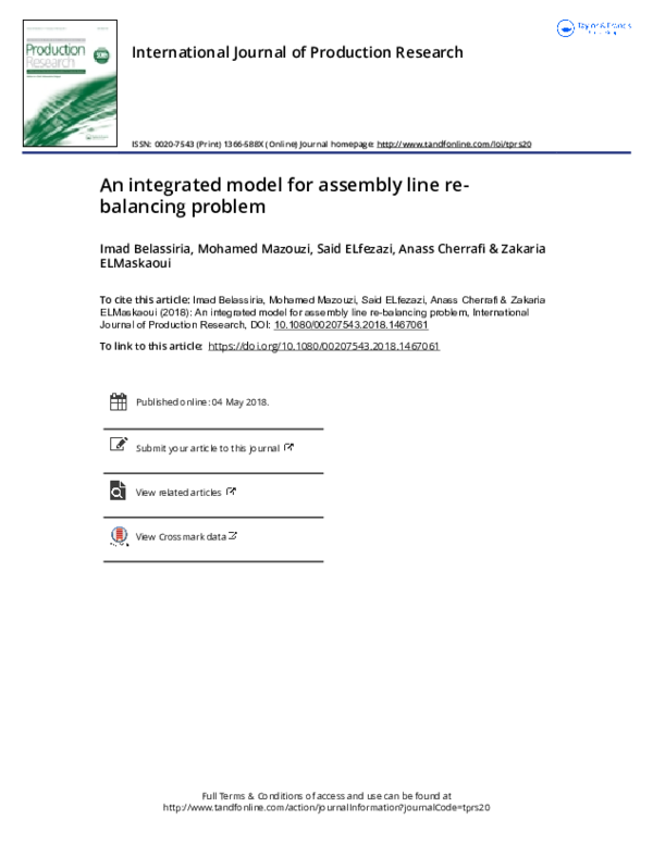 (PDF) An integrated model for assembly line re-balancing problem