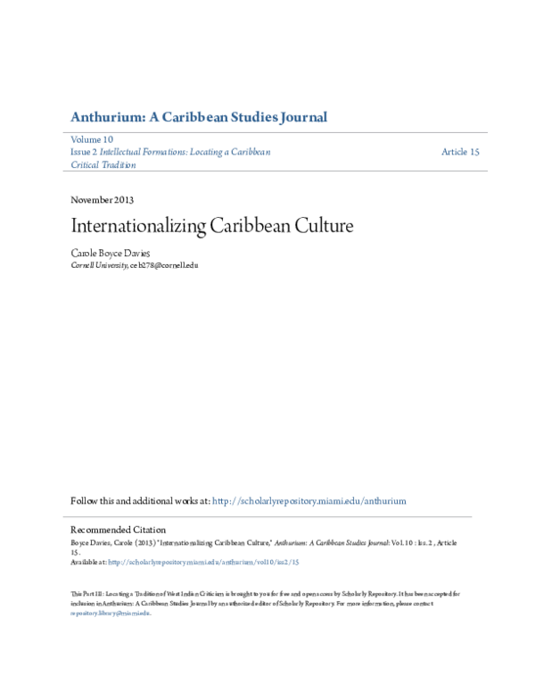 (PDF) Internationalizing Caribbean Culture