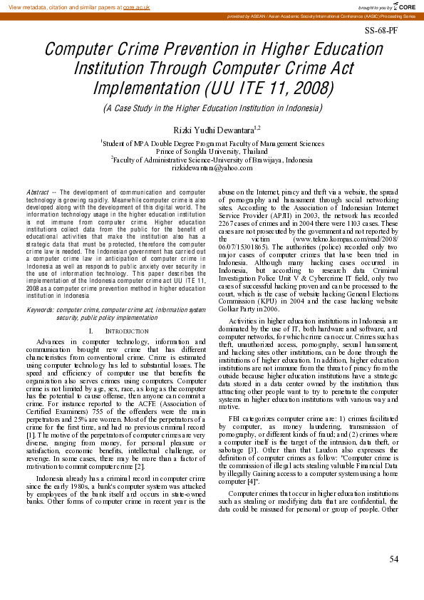 (PDF) Computer Crime Prevention in Higher Education Institution Through ...