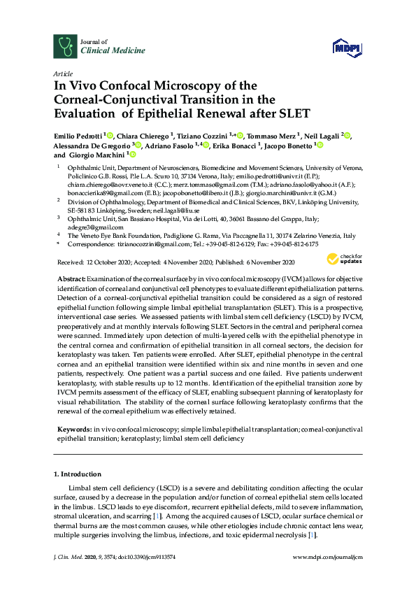 (PDF) In Vivo Confocal Microscopy of the Corneal-Conjunctival Transition in the Evaluation of ...