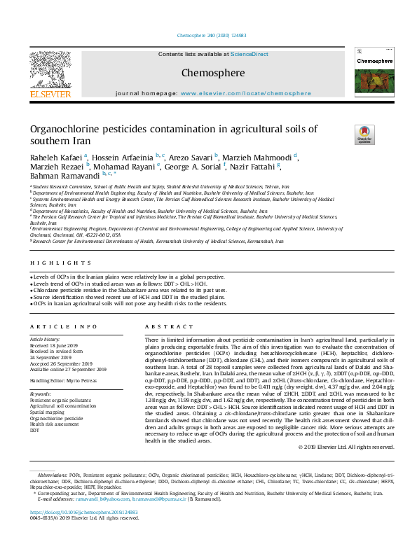 (PDF) Organochlorine pesticides contamination in agricultural soils of ...