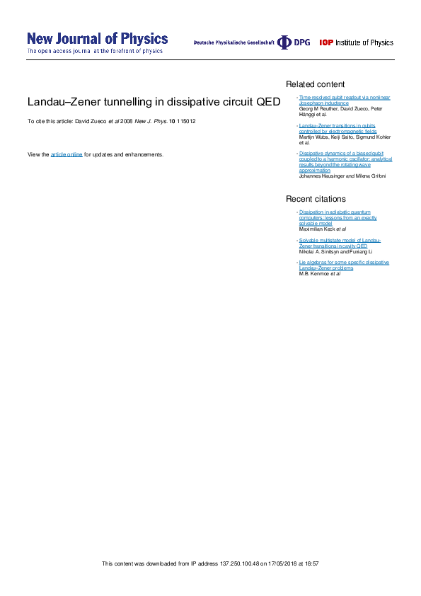(PDF) Landau-Zener tunnelling in dissipative circuit QED