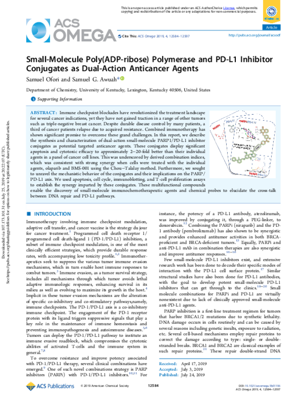 (PDF) Small-Molecule Poly(ADP-ribose) Polymerase and PD-L1 Inhibitor ...