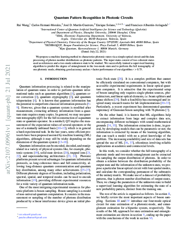 (PDF) Quantum pattern recognition in photonic circuits
