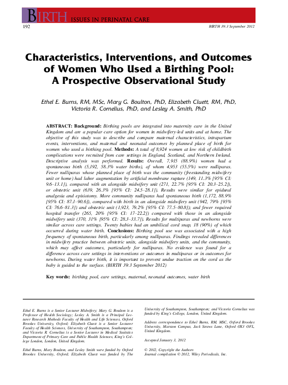 (PDF) Characteristics, Interventions, and Outcomes of Women Who Used a ...