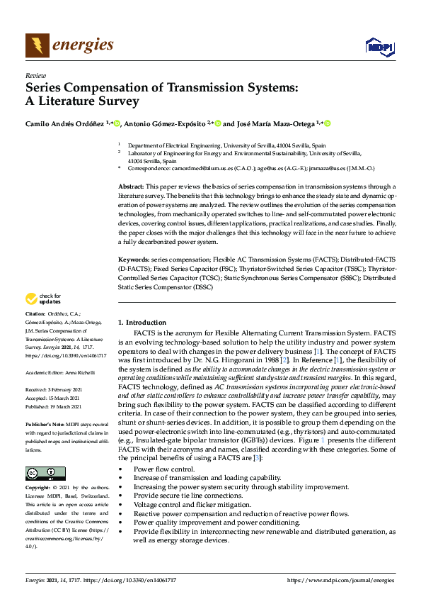 (PDF) Survey of Series Compensation in Power Transmission Systems