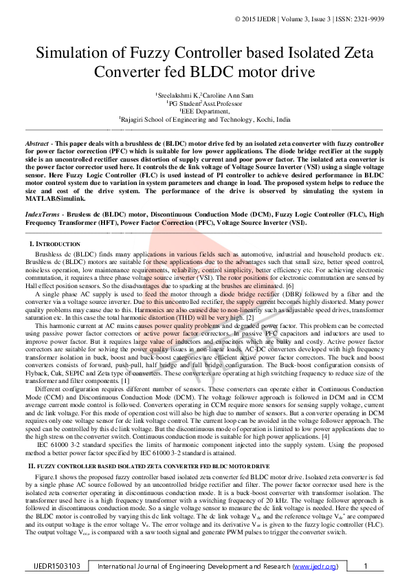 (PDF) Simulation of Fuzzy Controller based Isolated Zeta Converter fed ...