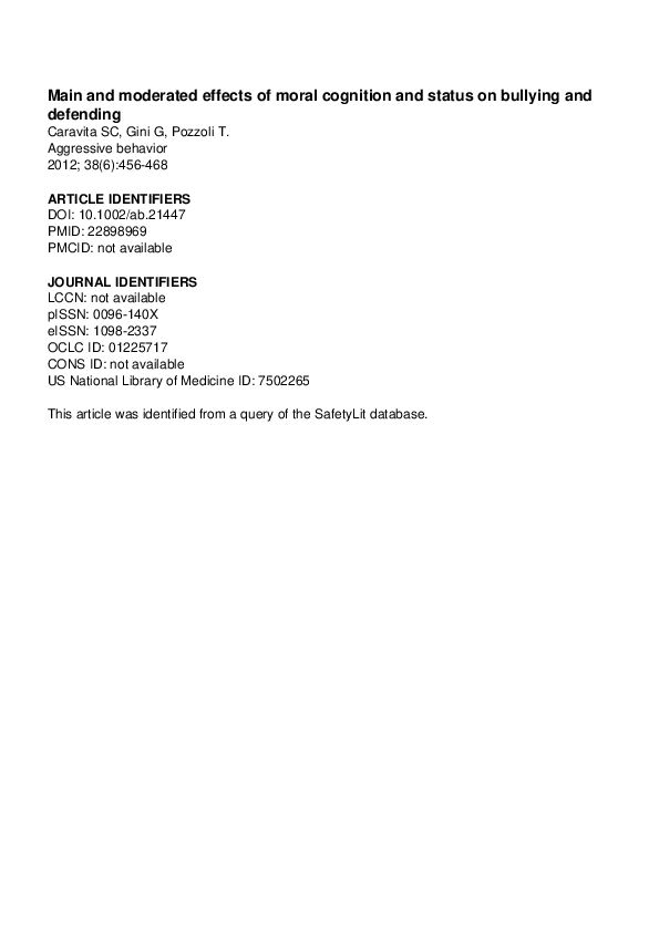 (PDF) Main and Moderated Effects of Moral Cognition and Status on ...