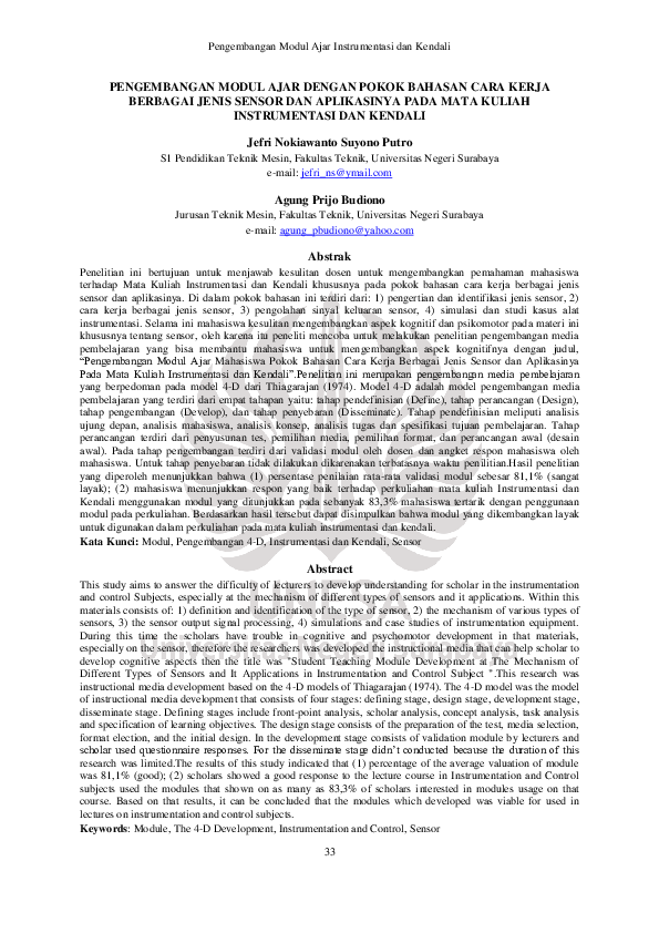 (PDF) Pengembangan Modul Ajar Dengan Pokok Bahasan Cara Kerja Berbagai Jenis Sensor Dan ...