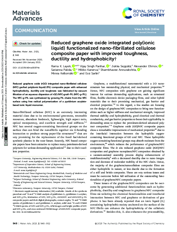 (PDF) Reduced graphene oxide integrated poly(ionic liquid) functionalized nano-fibrillated ...