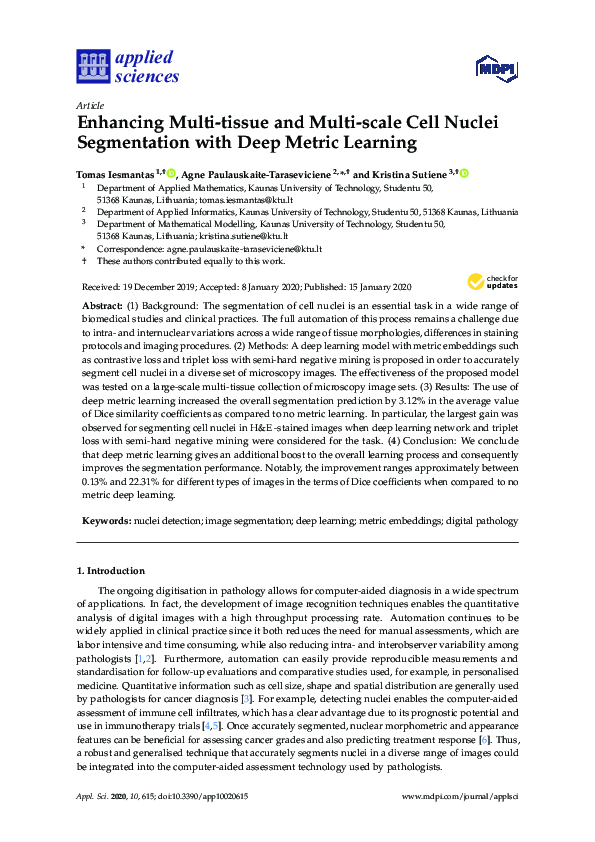 (PDF) Enhancing Multi-tissue and Multi-scale Cell Nuclei Segmentation with Deep Metric Learning ...