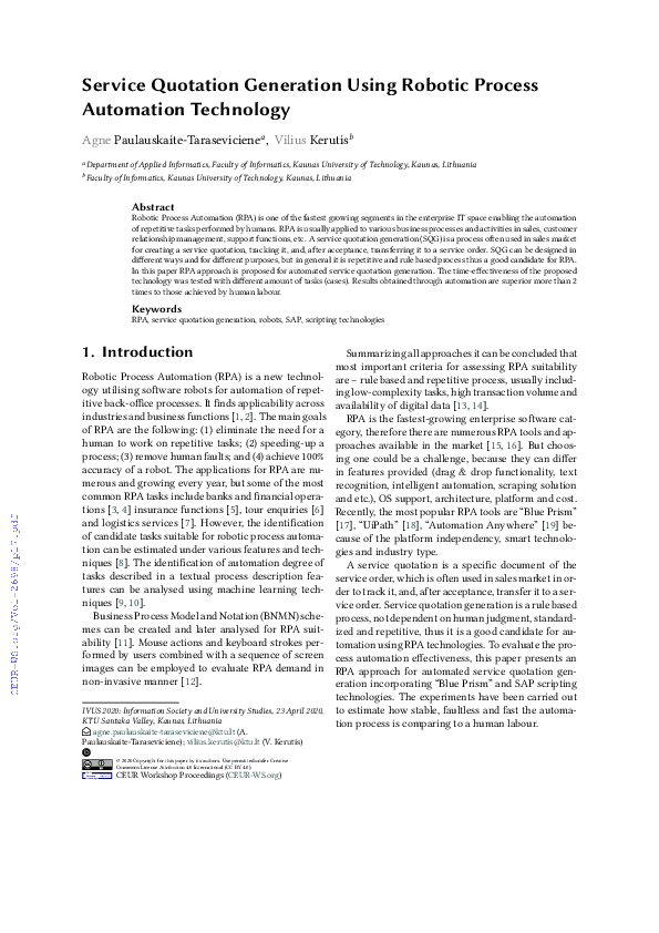 Pdf Service Quotation Generation Using Robotic Process Automation 9216
