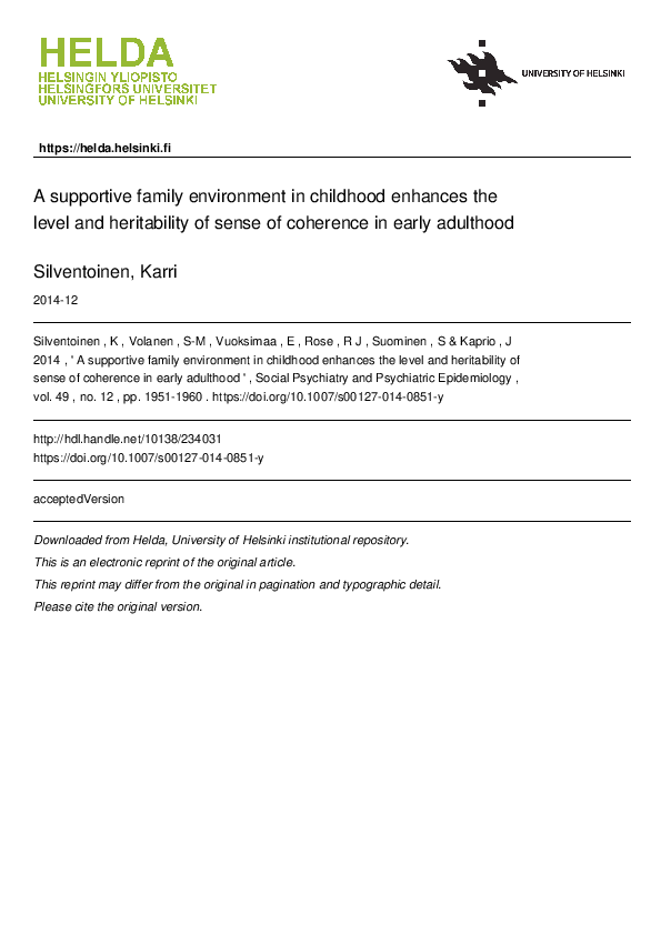 (PDF) A supportive family environment in childhood enhances the level ...