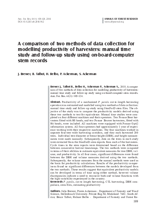 (PDF) A comparison of two methods of data collection for modelling ...