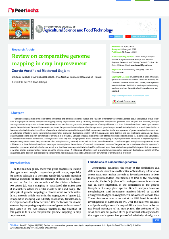 (PDF) Review on comparative genome mapping in crop improvement