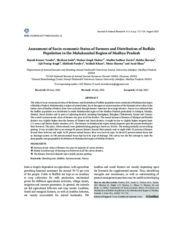 (PDF) Assessment of Socio-economic Status of Farmers and Distribution ...