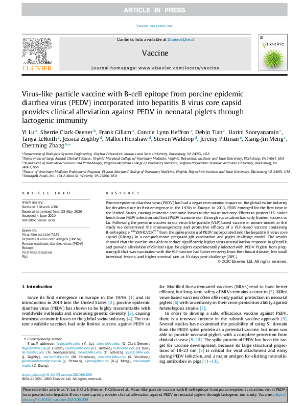 (PDF) Virus-like particle vaccine with B-cell epitope from porcine ...