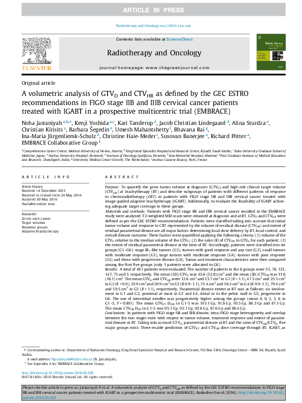 (PDF) A volumetric analysis of GTVD and CTVHR as defined by the GEC ...
