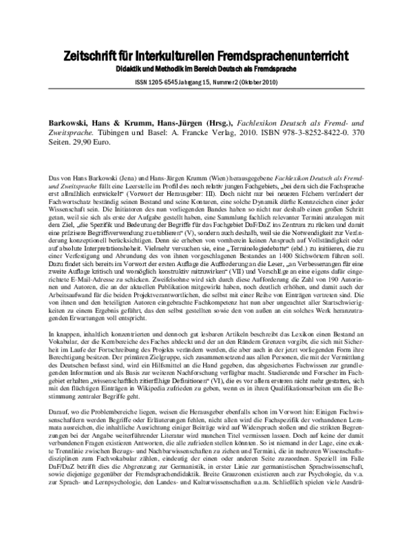 (PDF) Barkowski, H. / Krumm, H.J. (Hrsg.) (2010). Fachlexikon Deutsch ...
