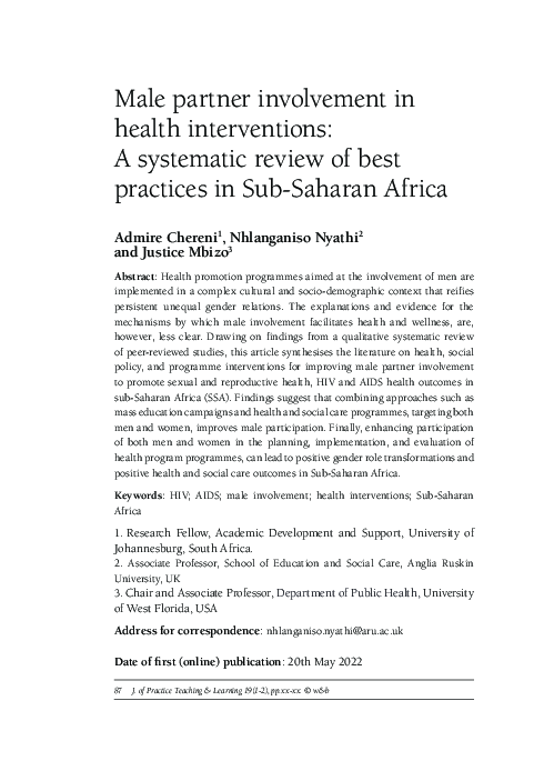 (PDF) Male partner involvement in health interventions: A systematic ...