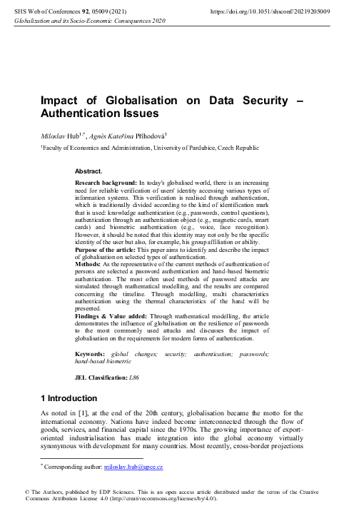 (PDF) Impact of Globalisation on Data Security – Authentication Issues