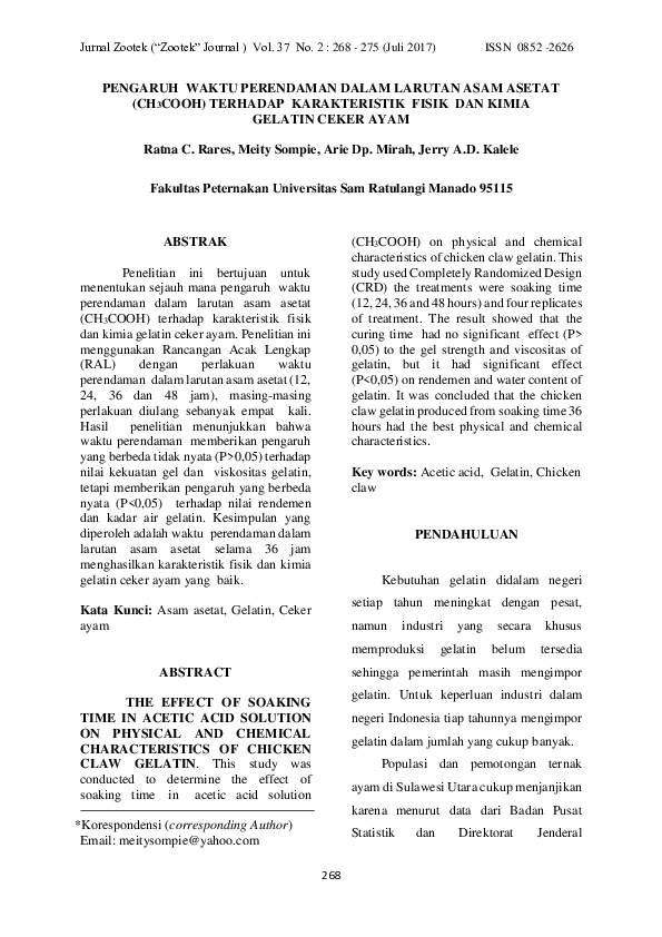 (PDF) Pengaruh Waktu Perendaman Dalam Larutan Asam Asetat (CH3COOH) Terhadap Karakteristik Fisik ...