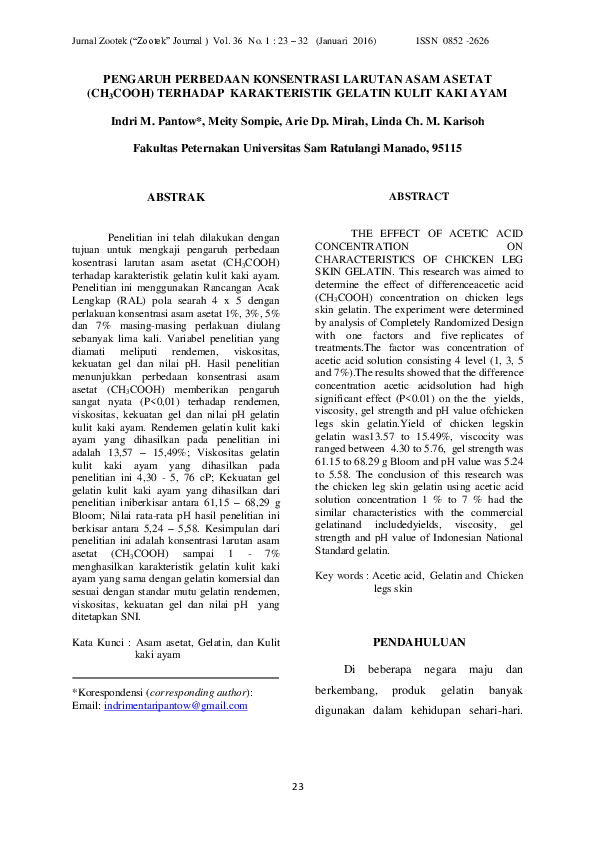 (PDF) Pengaruh Perbedaan Konsentrasi Larutan Asam Asetat (CH3COOH) Terhadap Karakteristik ...