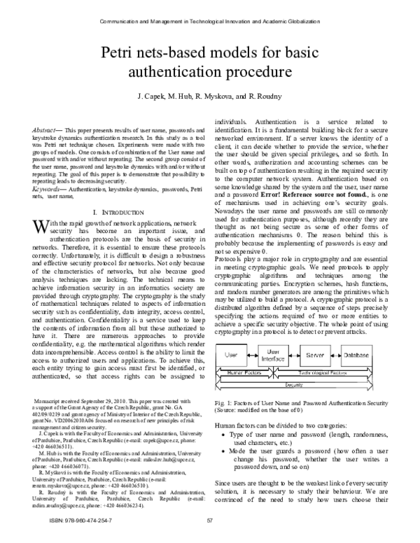(PDF) Petri nets-based models for basic authentication procedure ...