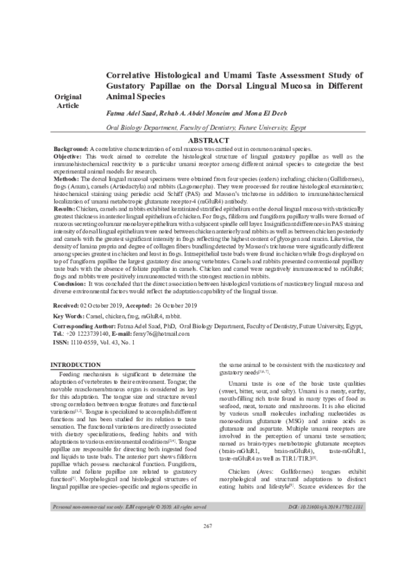 (PDF) Correlative Histological and Umami Taste Assessment Study of ...