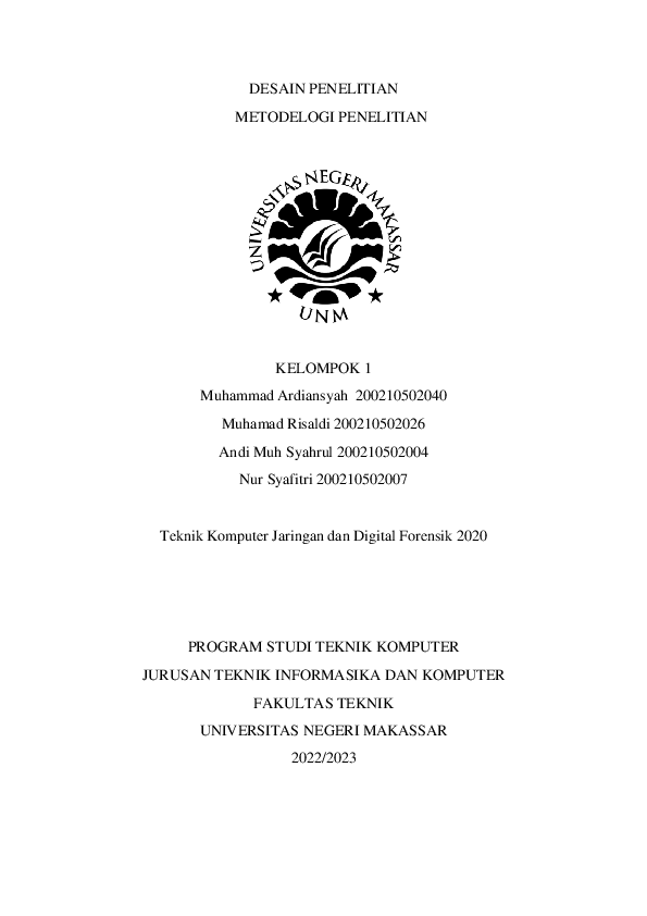 (PDF) TUGAS PERTEMUAN 5 KELOMPOK 1 DESAIN PENELITIAN