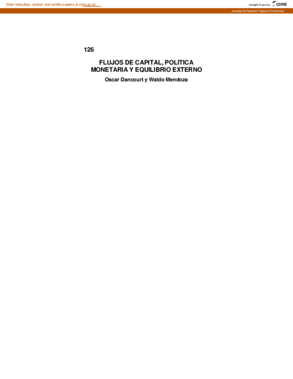 (PDF) Flujos de capital, política monetaria y equilibrio externo