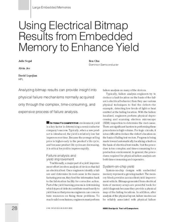 Pdf Enhancing Semiconductor Yield With Electrical Bitmap Data