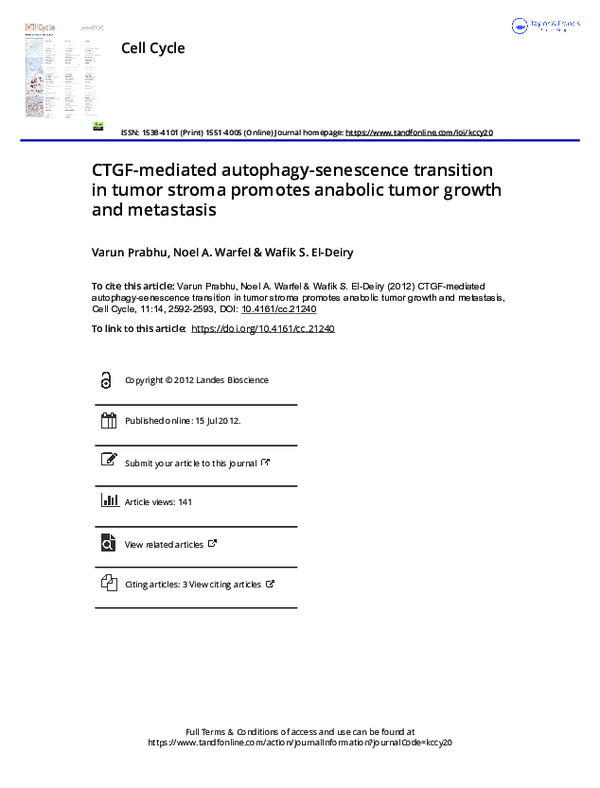 (PDF) CTGF-mediated autophagy-senescence transition in tumor stroma ...