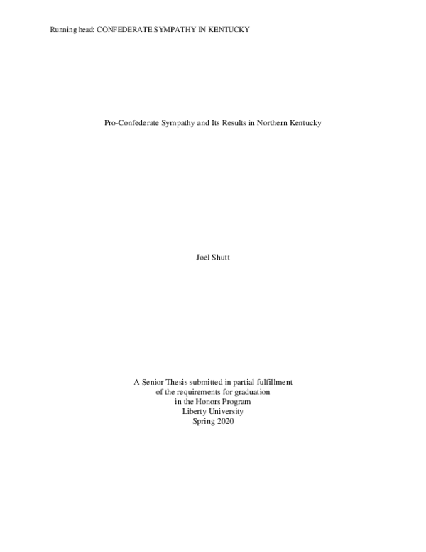 (PDF) Pro-Confederate Sympathy and Its Results in Northern Kentucky