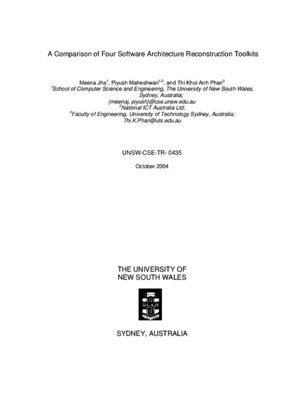 Pdf A Comparison Of Four Software Architecture Reconstruction Toolkits