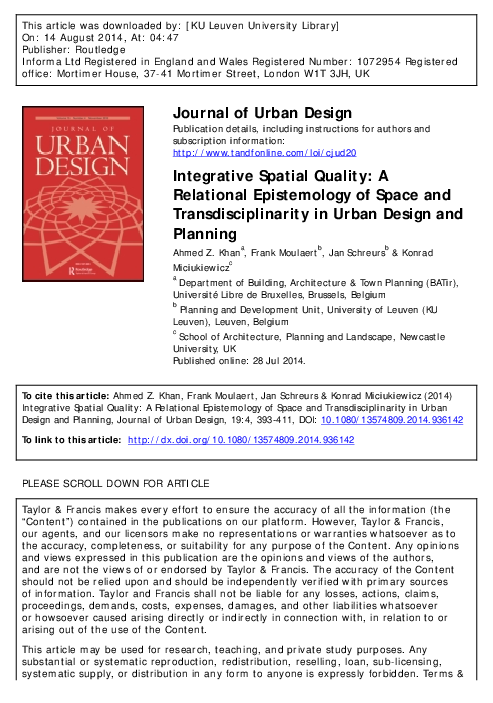 (PDF) Integrative Spatial Quality: A Relational Epistemology of Space ...