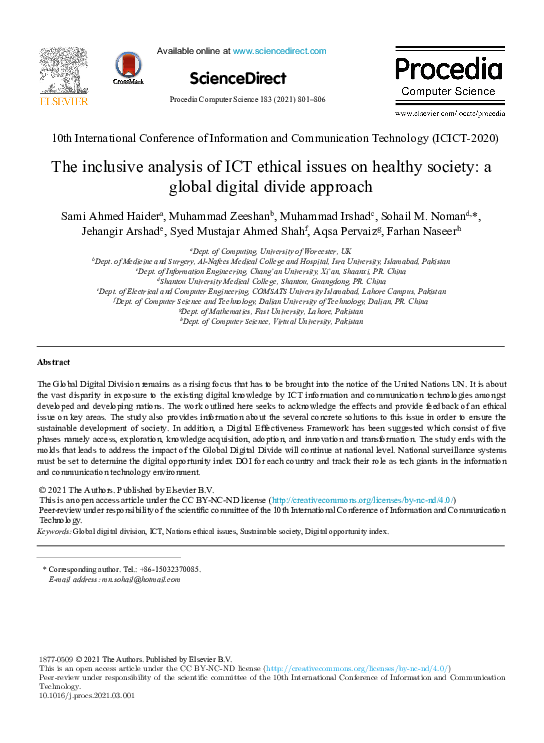 (PDF) The inclusive analysis of ICT ethical issues on healthy society ...