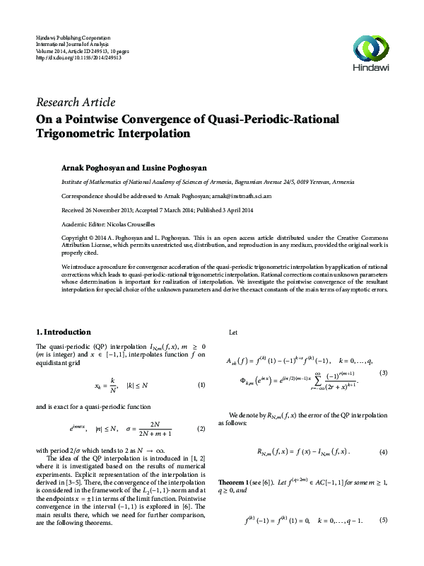 (PDF) On a Pointwise Convergence of Quasi-Periodic-Rational ...