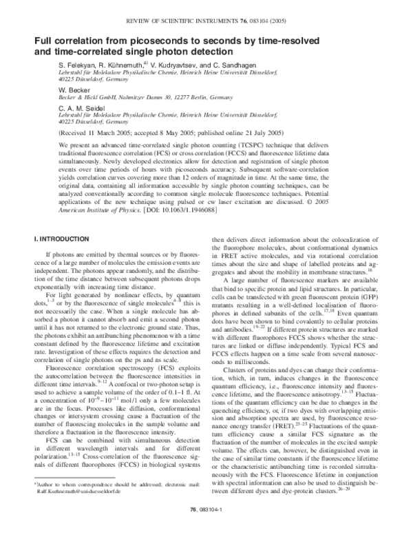 (PDF) Full correlation from picoseconds to seconds by time-resolved and ...