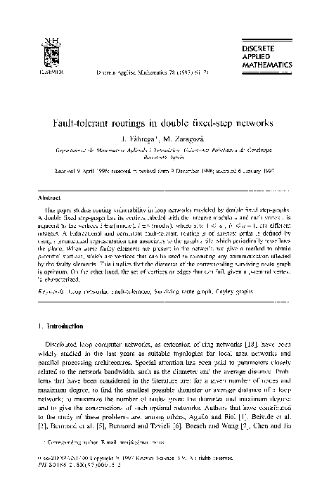 Pdf Fault Tolerant Routings In Double Fixed Step Networks
