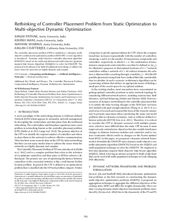 Pdf Rethinking Of Controller Placement Problem From Static