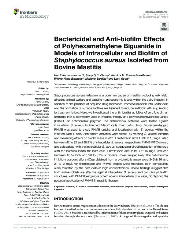 (PDF) Bactericidal and Anti-biofilm Effects of Polyhexamethylene Biguanide in Models of ...